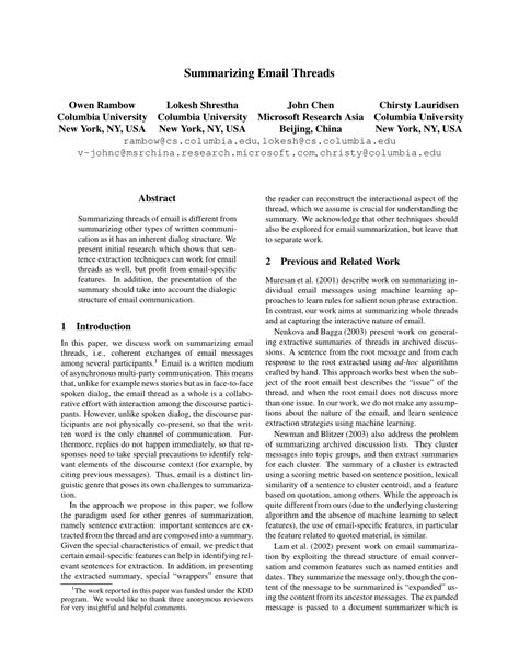 pdf summarizing email threads