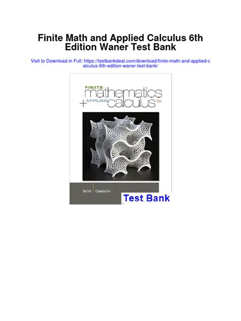 Finite Math And Applied Calculus 6th Edition Waner Test Bank Pdf Mathematics