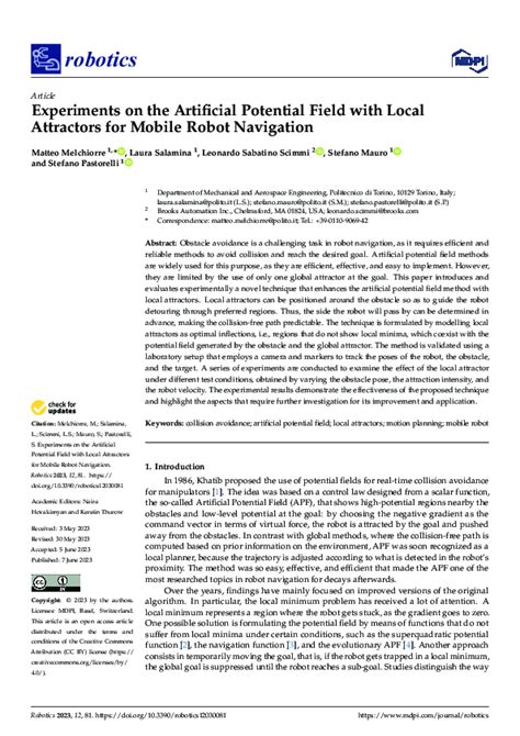 Pdf Experiments On The Artificial Potential Field With Local Attractors For Mobile Robot