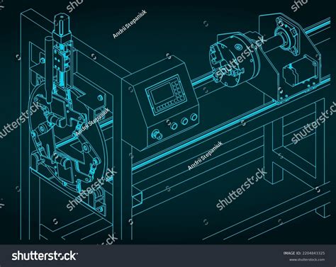 Stylized Vector Illustrations Isometric Blueprints Cnc Stock Vector Royalty Free 2204843325
