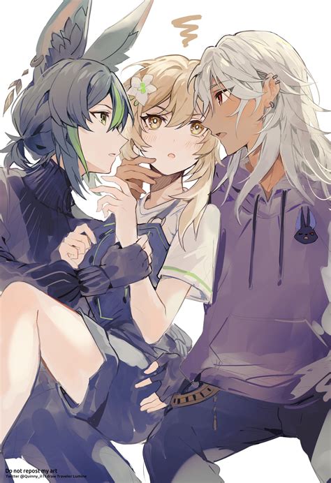 Lumine Tighnari And Cyno Genshin Impact Drawn By Quinny Il Danbooru