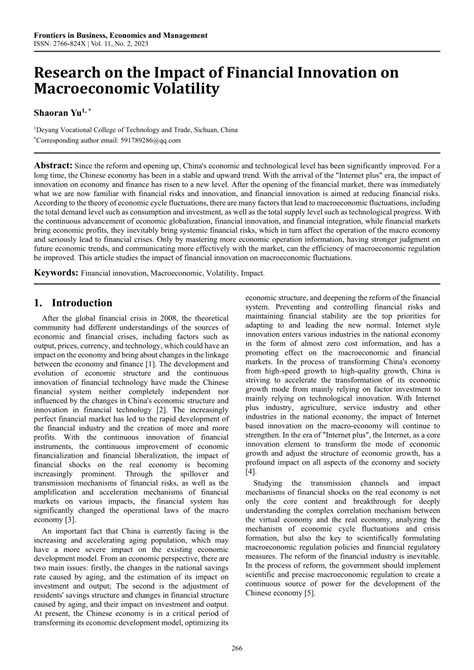 Pdf Research On The Impact Of Financial Innovation On Macroeconomic