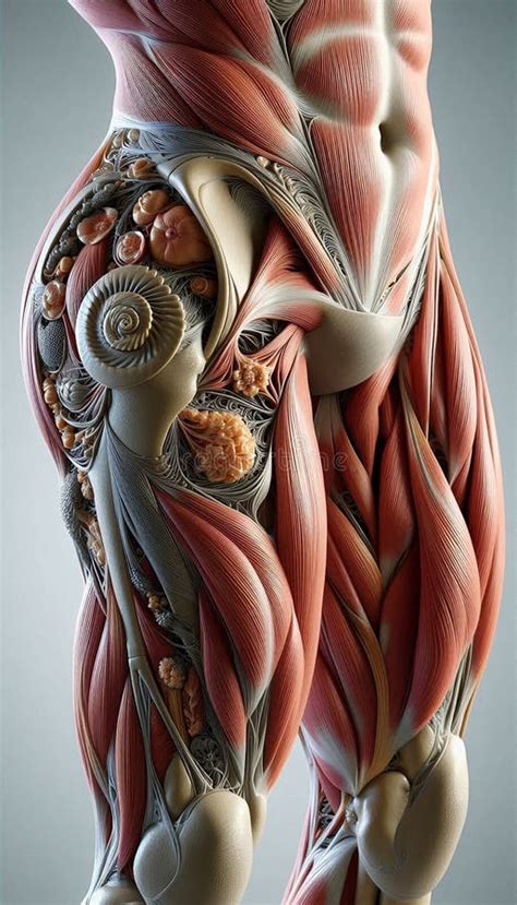 Intricate Anatomy Of The Human Leg Musculature Stock Illustration