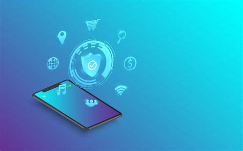 Smartphone Concept Technology Data Protection Using Apps On The Internet Safely D Isometric