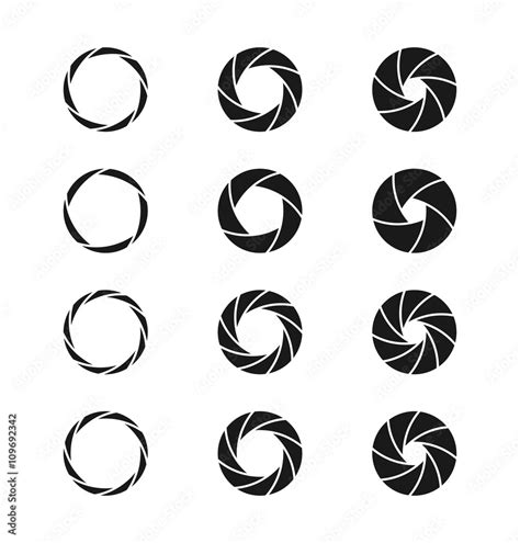 Camera Shutter Photographer Logo Icons Vector Set Shutter Equipment