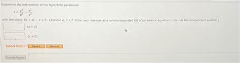 solved determine the intersection of the hyperbolic