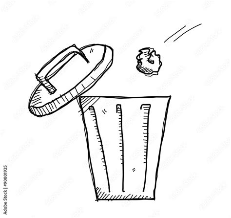 Garbage Bin Doodle A Hand Drawn Vector Doodle Illustration Of A Garbage Being Thrown Inside The