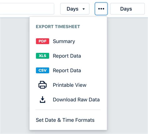 Exporting Timesheets