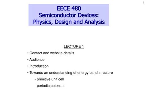 PPT EECE 480 Semiconductor Devices Physics Design And Analysis PowerPoint Presentation ID