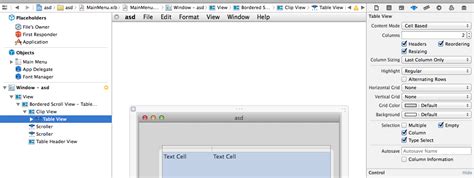 Table View Not Shown In Interface Builder Attributes Of A NSTableView