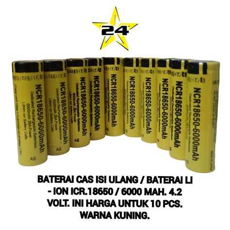 Baterai Cas Isi Ulang Ncr Mah Volt Rata Warna Kuning Ini Harga Khusus Pcs