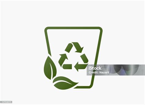 에코 쓰레기 라인 아이콘입니다 재활용 친환경 및 환경 관리 기호 재활용 표시가있는 쓰레기통 폐지 수거통에 대한 스톡 벡터 아트