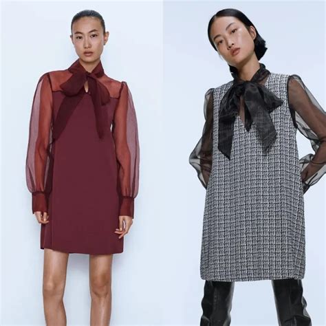 Za винтажное модное клетчатое платье с бантом на воротнике женские