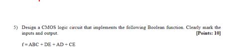 solved design a cmos logic circuit that implements the