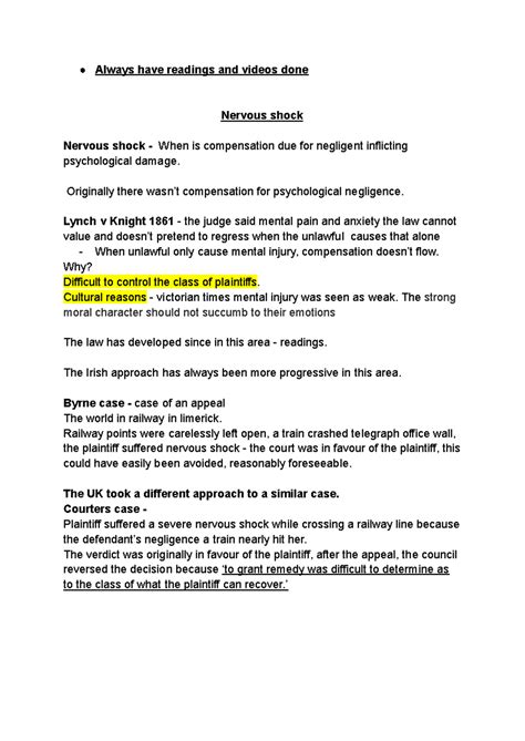 Tort Law Week 8 Notes Written From Videos Readings And Lectures To