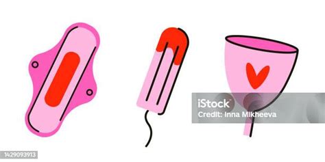 월경의 주제 마침표 다양한 여성 위생 제품 불필요한 항목이 없습니다 생리대에 대한 스톡 벡터 아트 및 기타 이미지 생리대 개체 그룹 건강관리와 의술 Istock