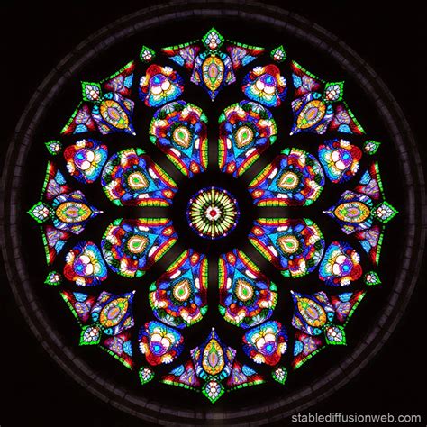 A Detailed Gothic Cathedral Rose Window Stained Glass Texture Prompts