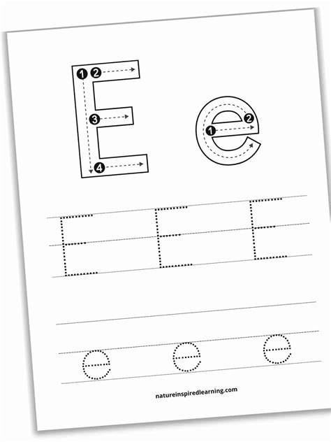 Letter E Tracing Worksheet Different Sizes Kidzezone Worksheets Library