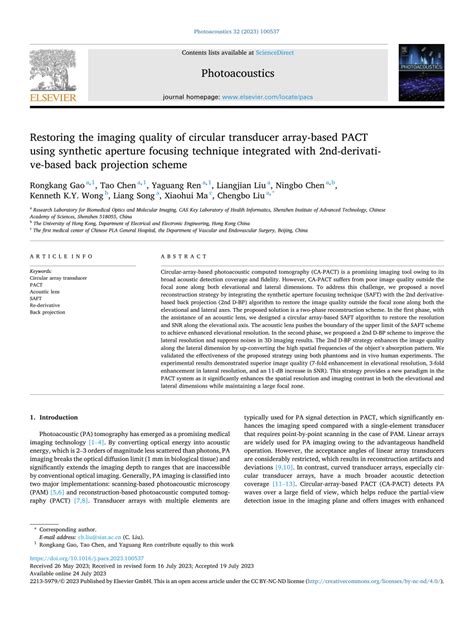 Pdf Restoring The Imaging Quality Of Circular Transducer Array Based Pact Using Synthetic