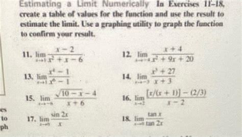 Solved Estimating A Limit Numerically Ia Exercises 11 18