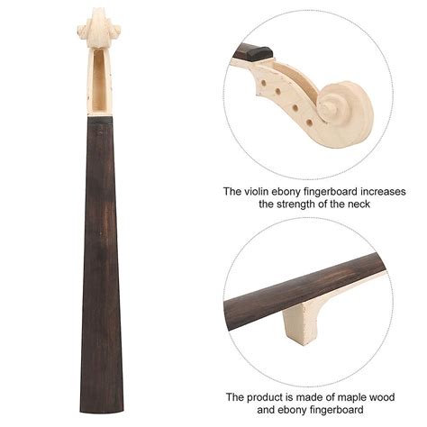 Violin Neck Maple With Ebony Fingerboard Black 44 Musical Instrument