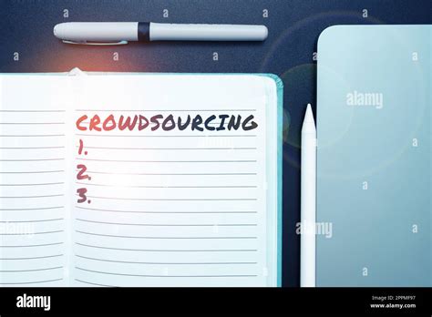 Hand Writing Sign Crowdsourcing Word For Obtaining Work Information