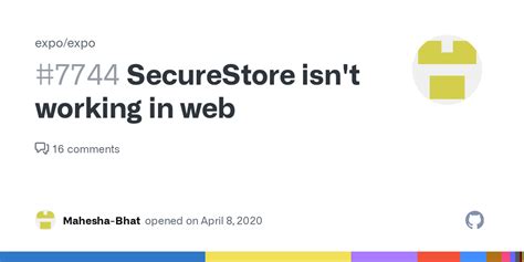 Securestore Isnt Working In Web · Issue 7744 · Expoexpo · Github
