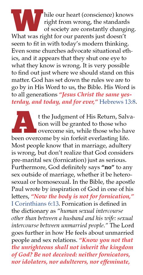 Sex Outside Of Marriage Gospel Tract