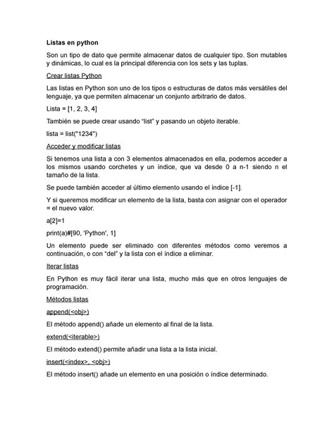 Listas y conclusión Ejercicios en python Listas en python Son un tipo de dato que permite