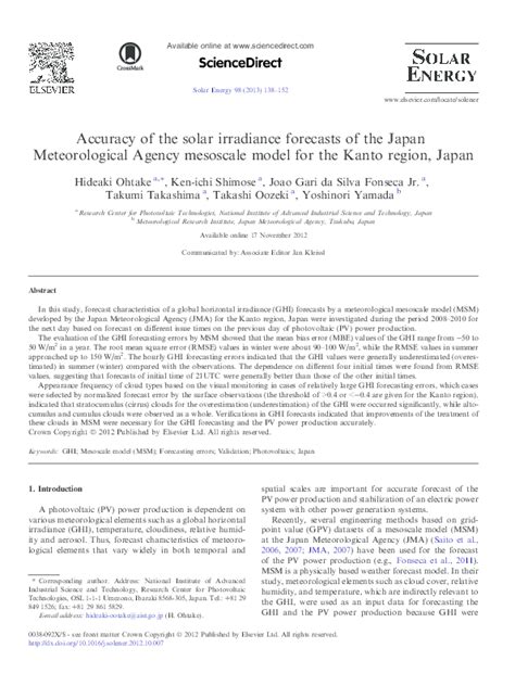 Pdf Accuracy Of The Solar Irradiance Forecasts Of The Japan Meteorological Agency Mesoscale