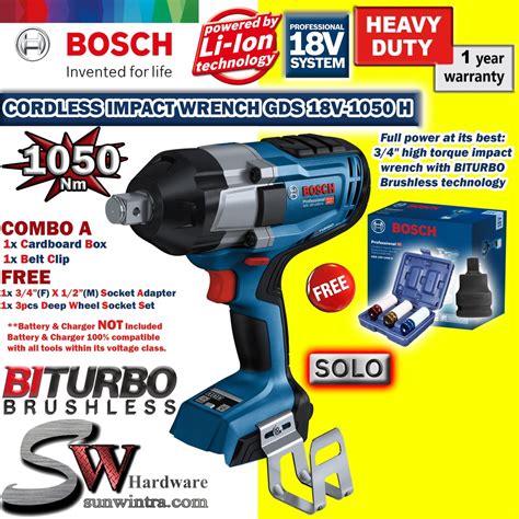 Bosch Cordless Impact Wrench Gds18v 1050h Gds 18v 1050 H Solo Or