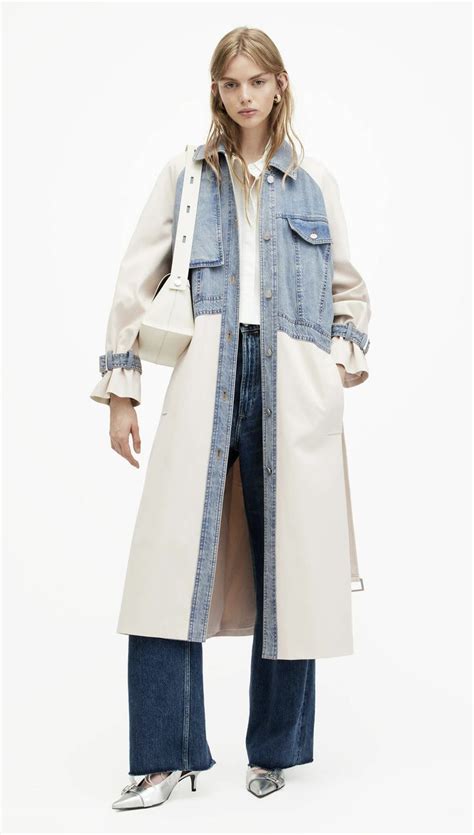 Collared Patchwork Outerwear For Spring Upcycled Trench Coat