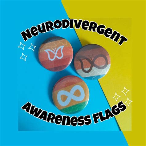 Neurodivergent Pride Button Badge Adhd Autism Audhd Flag Etsy