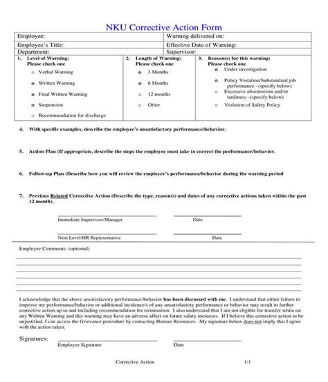 Free 10 Employee Corrective Action Forms In Pdf Ms Word