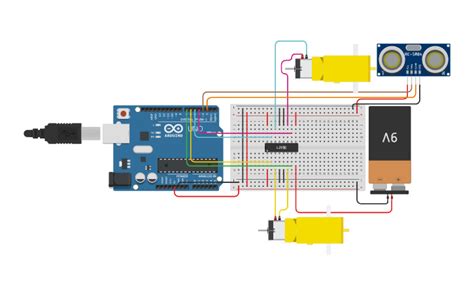 Circuit Design Ultrasonico Con Motores Tinkercad