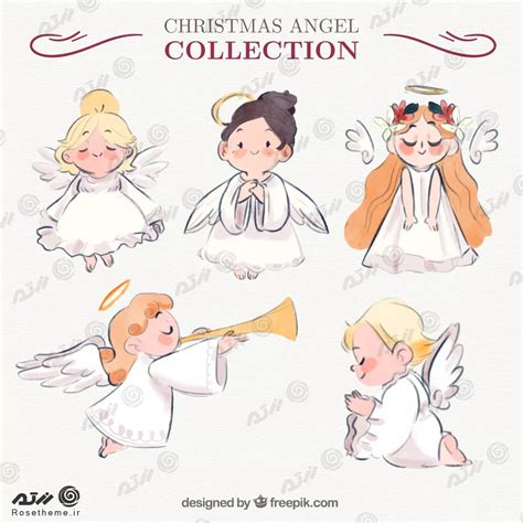 وکتور نقاشی خطی فرشته درحالت های مختلف Eps و Ai لایه باز 21892 رزتم