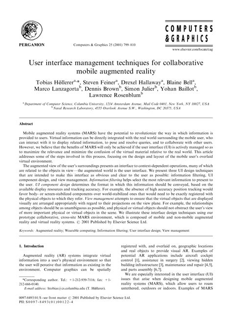 pdf user interface management techniques for collaborative mobile augmented reality