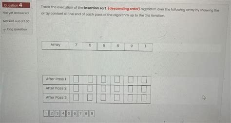 Solved Question 4 Trace The Execution Of The Insertion Sort