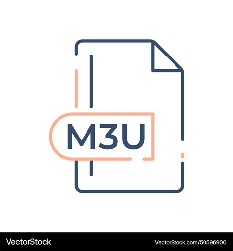 M3u File Format Icon Extension Line Royalty Free Vector