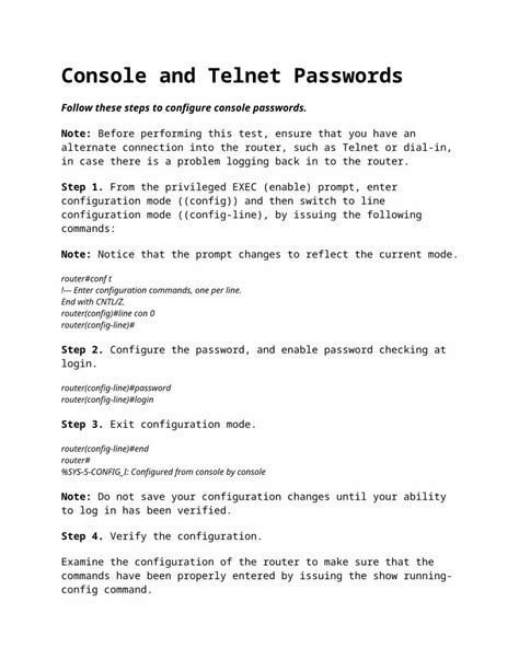 doc console and telnet passwords dokumen tips