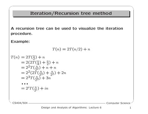Unit 2 Lecture Notes Iterationrecursion Tree Methoditeration