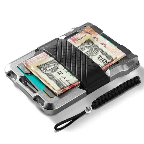 美國機械機甲風格 Rfid 金屬鋁製信用卡夾男士戰術掛繩身份證夾身份證夾 ID 徽章夾智能簡約錢包 蝦皮購物