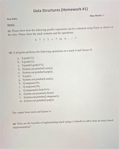 Solved Due Date Stacks Q1 Please Show How The Following