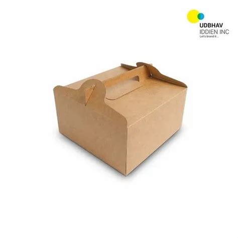 4 Jar Box With Handle Gabble Shaped Kraft Box 7 X 7 X 4 Inch Bakery Box At Rs 14 4 Piece