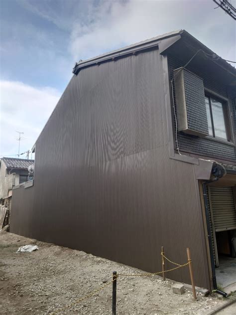 京町家 連棟解体 トタン養生 有限会社用皆建材