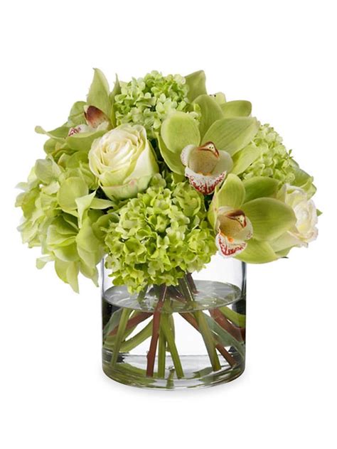 Home Hydrangea And Orchid Bouquet Green Floral Arrangements