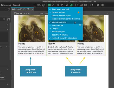 Components Pinegrow Web Editor