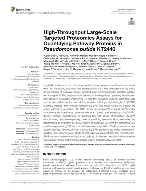 Pdf High Throughput Large Scale Targeted Proteomics Assays For