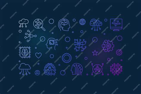 Premium Vector Cyber Brain And Artificial Intelligence Line Colorful