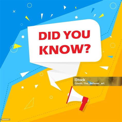 거품과 비문 메가 폰 당신은 알고 계십니까 다채로운 색상 스피커 비즈니스 마케팅 및 광고 배너 벡터 일러스트레이션 알고 있었습니까에 대한 스톡 벡터 아트 및 기타 이미지